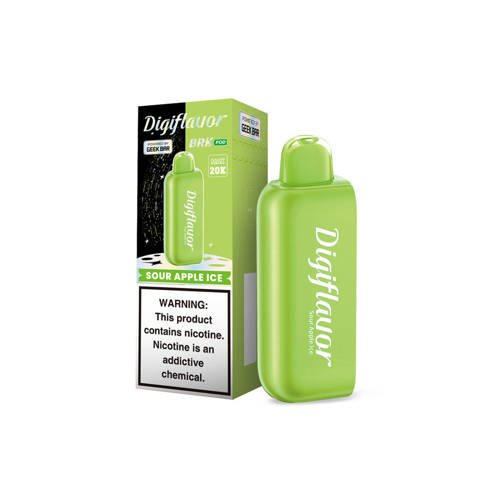 Sour Apple Ice Digi Flavor BRK 20,000 Puffs POD Disposable Device ...